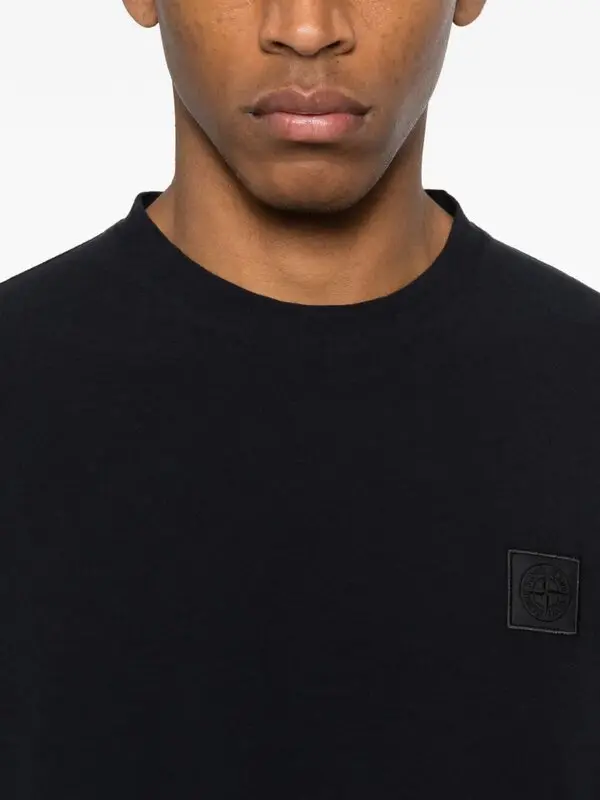 Stone Island Slim Fit T-shirt With Tonal Compass Patch - Blue