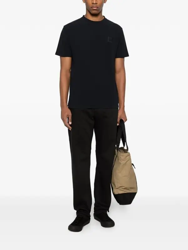 Stone Island Slim Fit T-shirt With Tonal Compass Patch - Blue