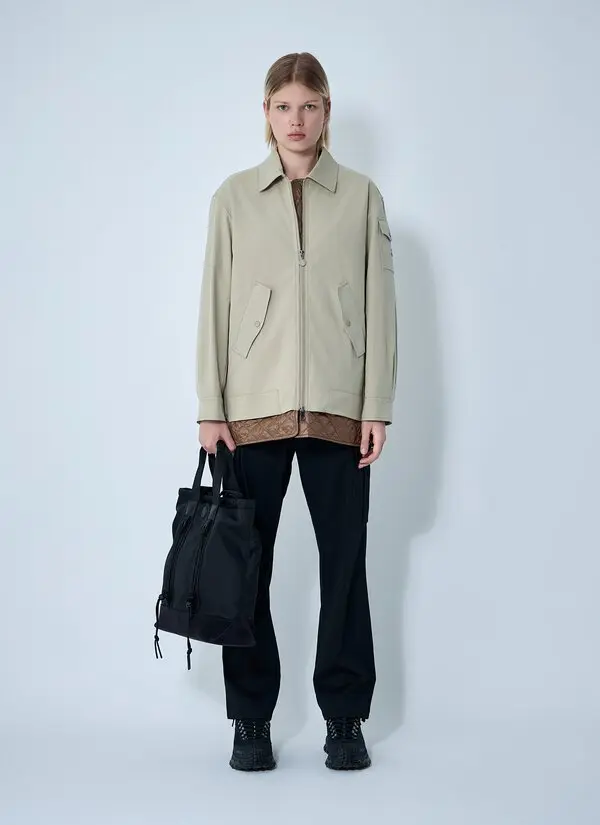 Moncler Felci Jacket Zip Up, Classic Collar, Long Sleeve - Cream