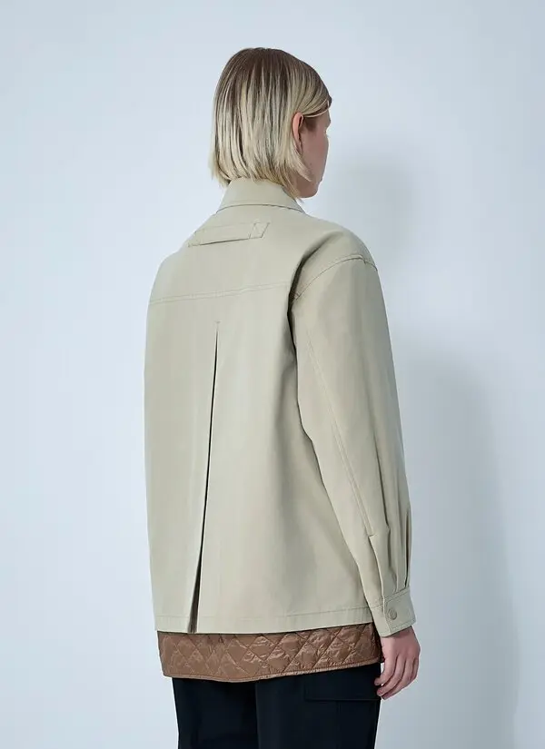 Moncler Felci Jacket Zip Up, Classic Collar, Long Sleeve - Cream