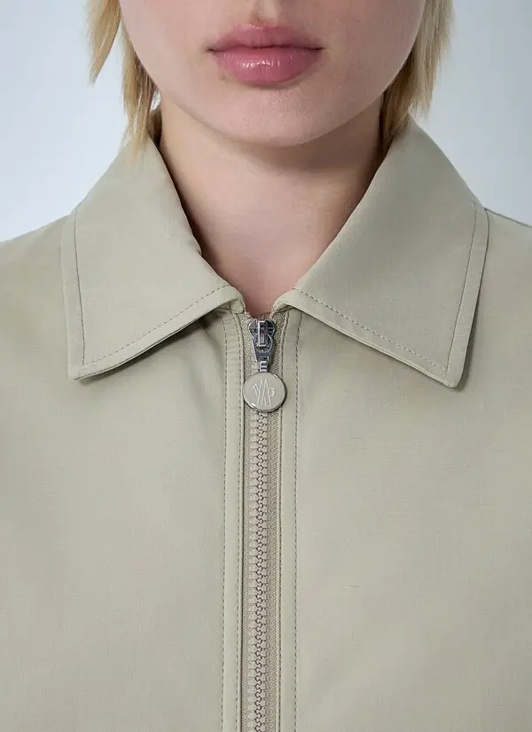 Moncler Felci Jacket Zip Up, Classic Collar, Long Sleeve - Cream