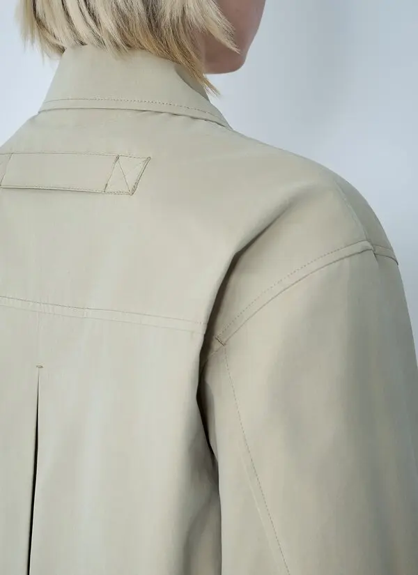 Moncler Felci Jacket Zip Up, Classic Collar, Long Sleeve - Cream