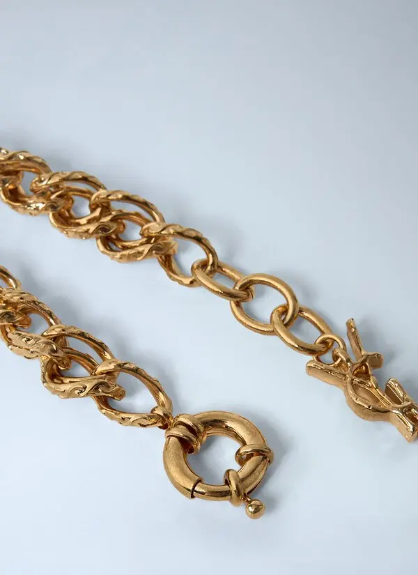Saint Laurent Tone Logo Motif Chain Bracelet - Gold