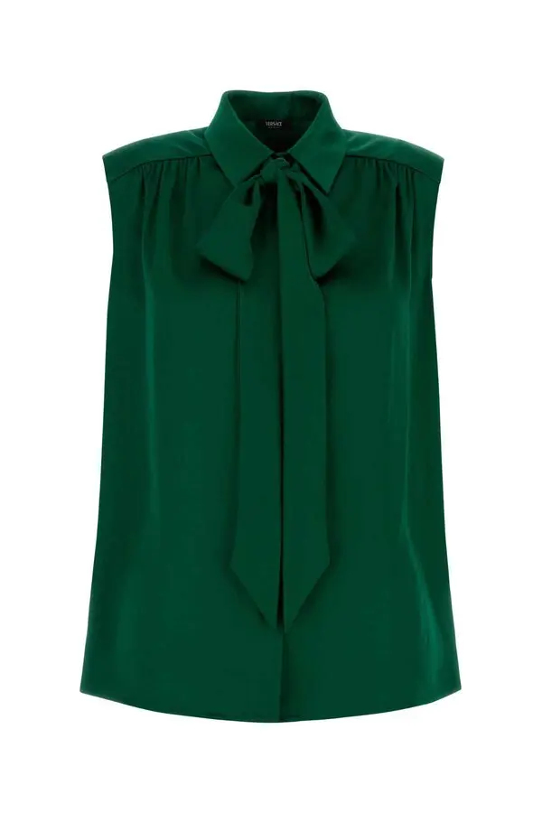 Versace Sleeveless Blouse With Pussy Bow Detail