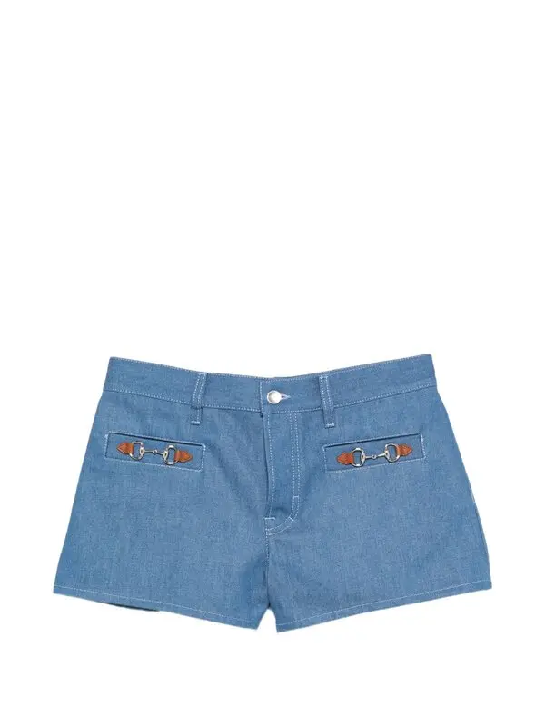 Gucci Denim Cotton Shorts With Horsebit Detail - Multicolor