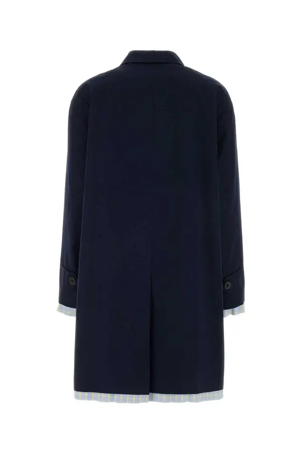 Miu Miu Dark Poplin Trench Overcoat - Blue