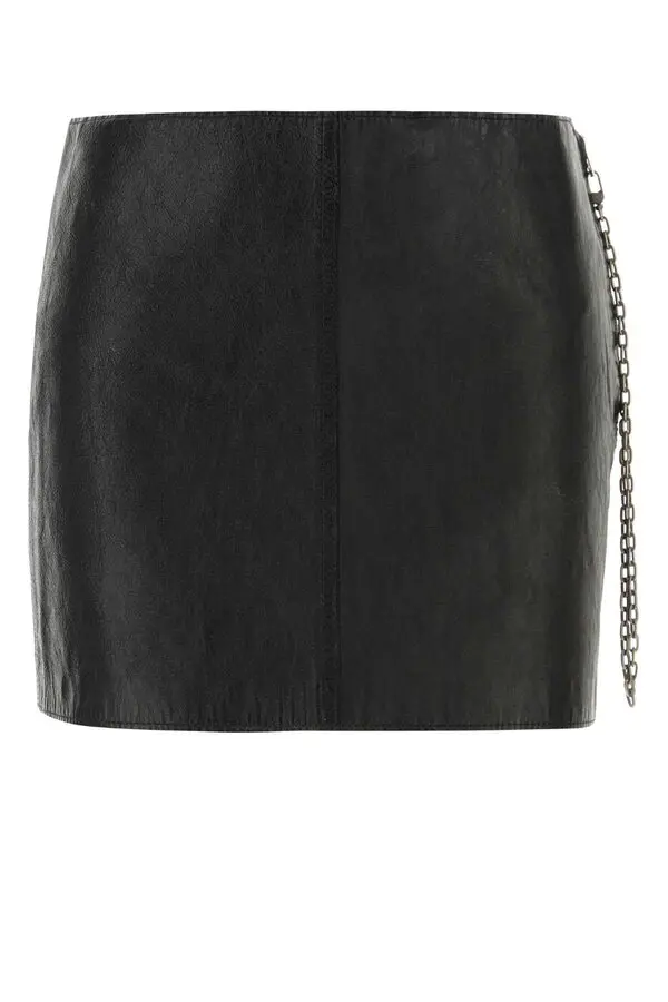 Alexander Wang Leather Mini Skirt With Chain Detail - Black