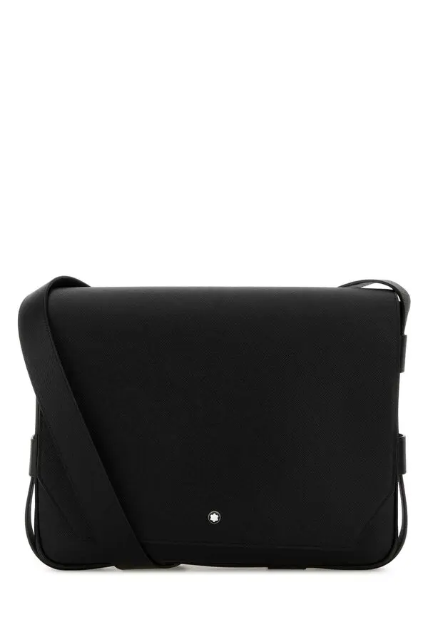Montblanc Leather Messenger Crossbody Bag - Black
