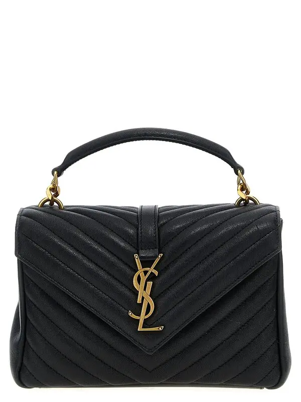 Saint Laurent Quilted Leather 'college' Midi Crossbody Bag - Black