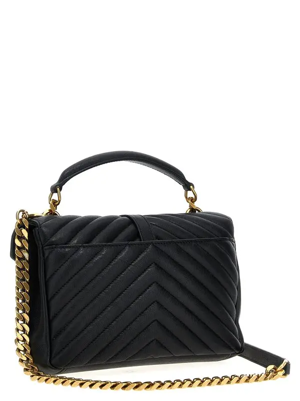 Saint Laurent Quilted Leather 'college' Midi Crossbody Bag - Black