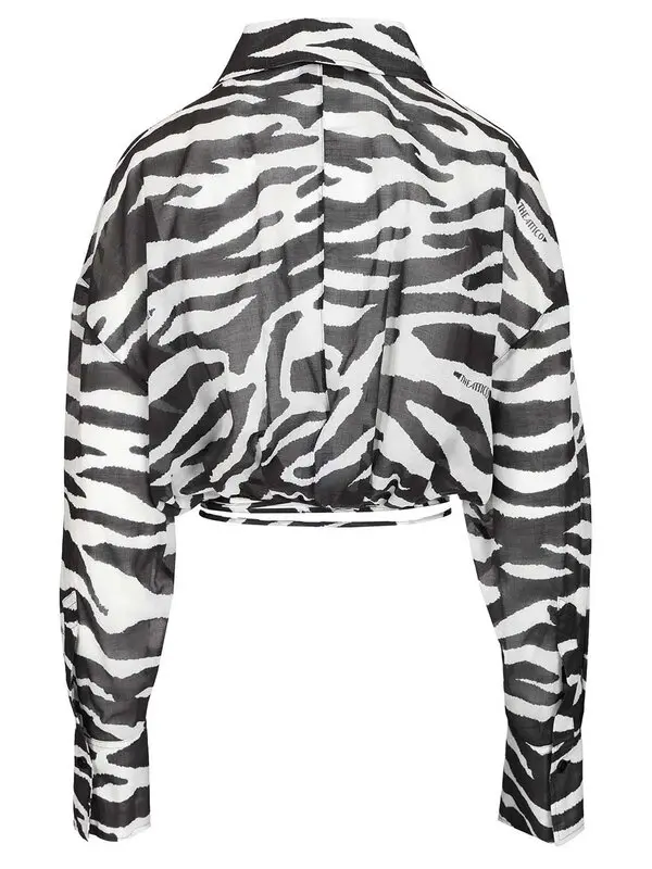 Attico Zebra Print Cropped Wrap Shirt - Multicolor