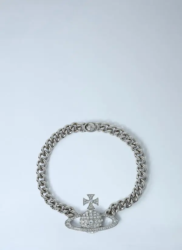 VIVIENNE WESTWOOD Neysa Chain Necklace With Bas Relief Orb Motif - Silver