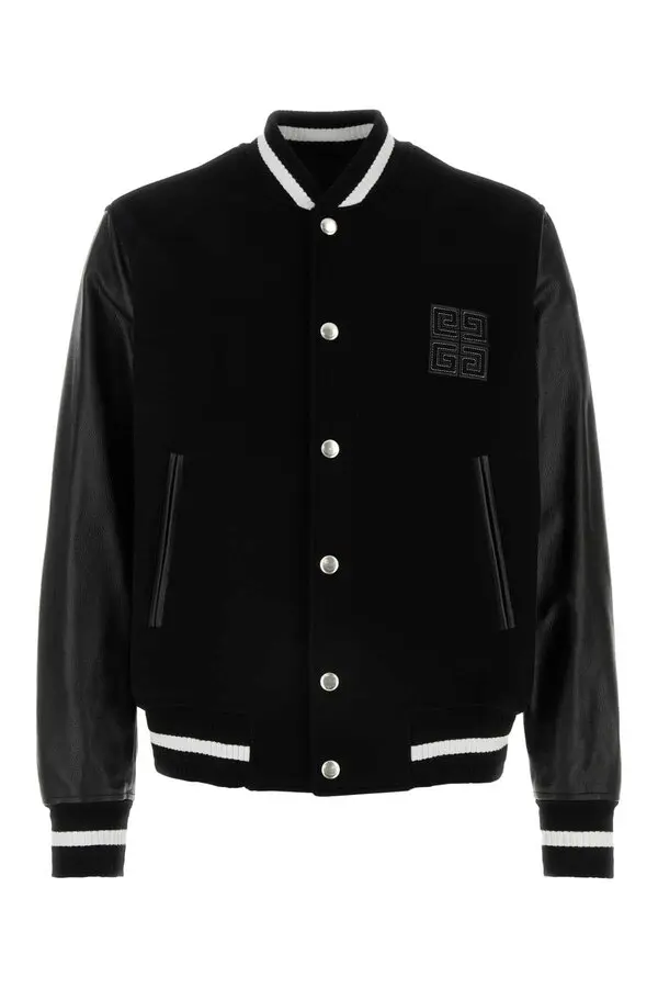 Givenchy Wool Blend Varsity Jacket With Leather Sleeves