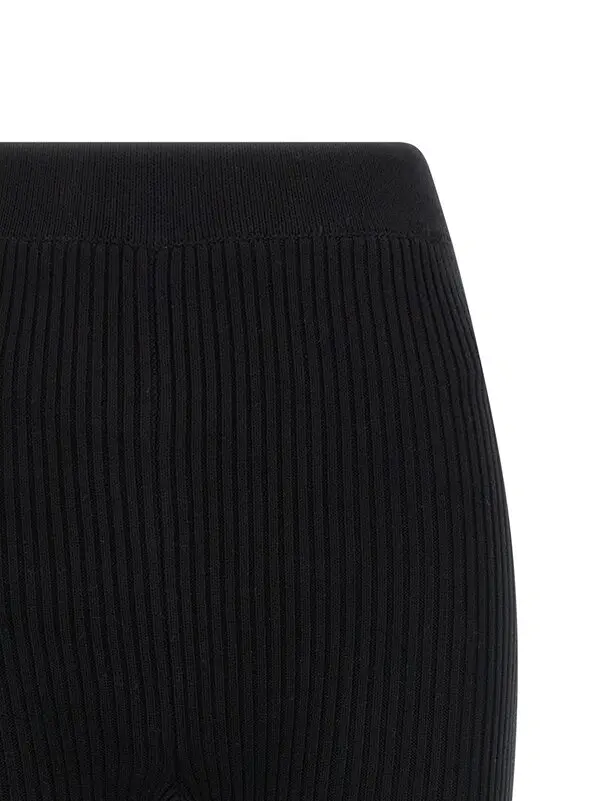 GANNI Cotton Crochet Insert Ribbed Pants