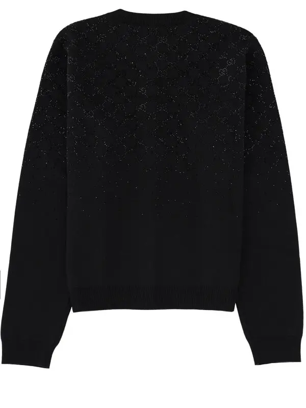 Gucci Crystal Embellished Wool Blend Cardigan - Black