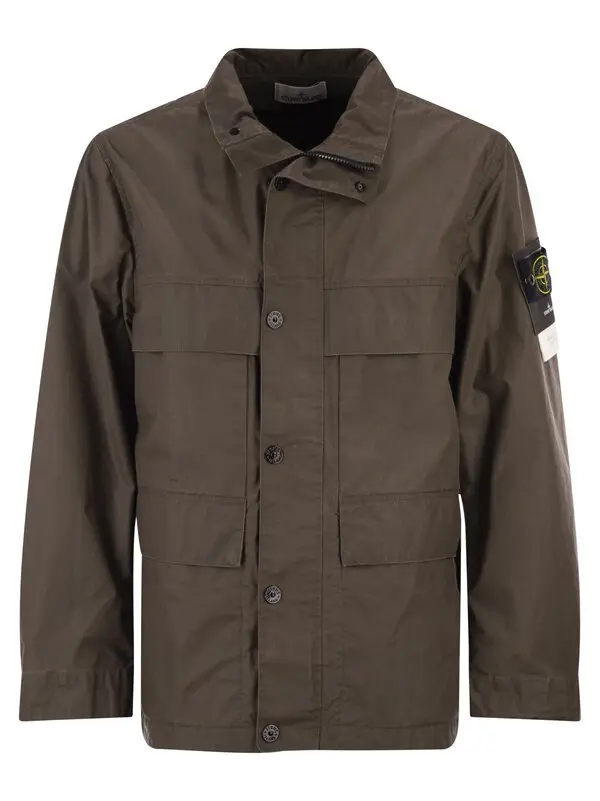 Stone Island Waxed Pigment Cotton Blend Field Jacket