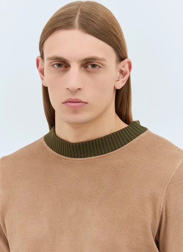 CHARLIE CONSTANTINOU Panelled Waffle Top With Attached Hood And Scarf