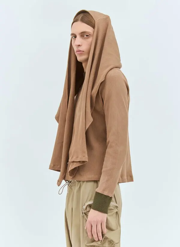 CHARLIE CONSTANTINOU Panelled Waffle Top With Attached Hood And Scarf