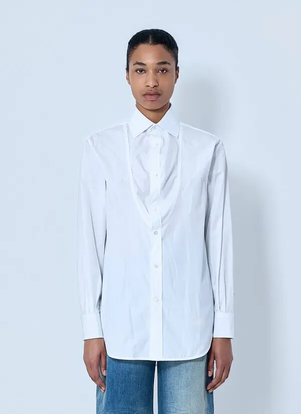MAISON MARGIELA Folded V-neck Collar Shirt - White