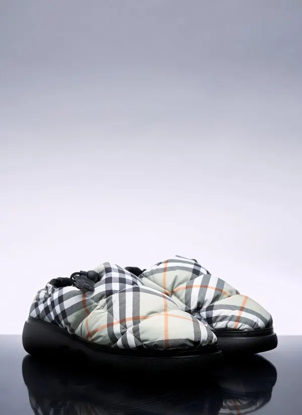 Burberry Check Nylon-blend Pillow Mule - Green