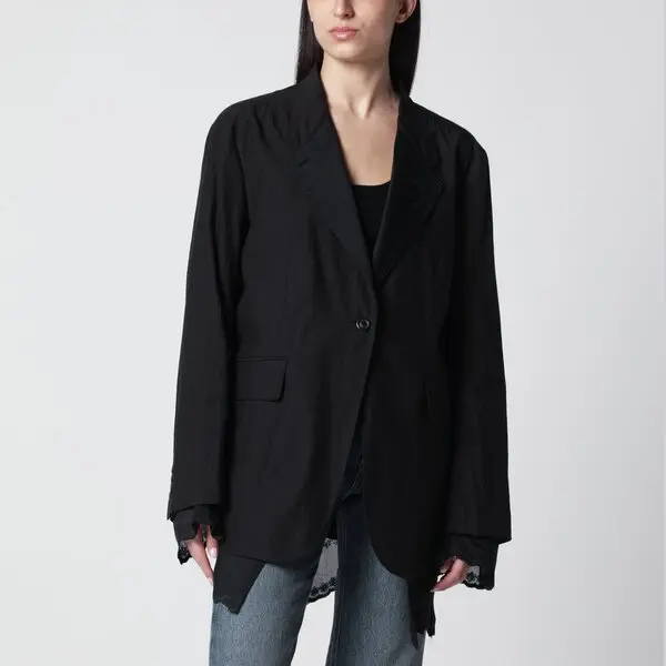 Our Legacy Reversible Drip Blazer In Soot Techflax - Black
