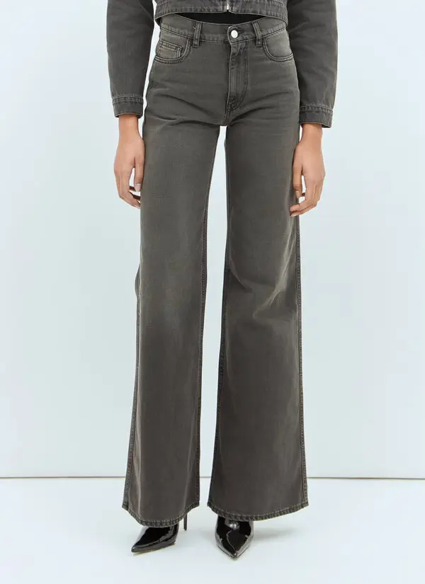 Coperni Wide Leg Jeans With Belted Rear Pocket - Gray