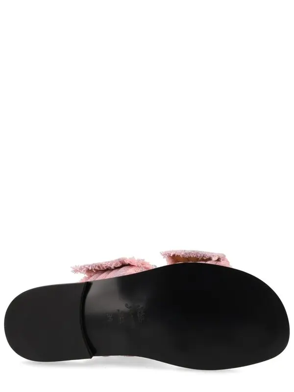 GANNI Denim Slide Sandals With Buckle Detail - Pink