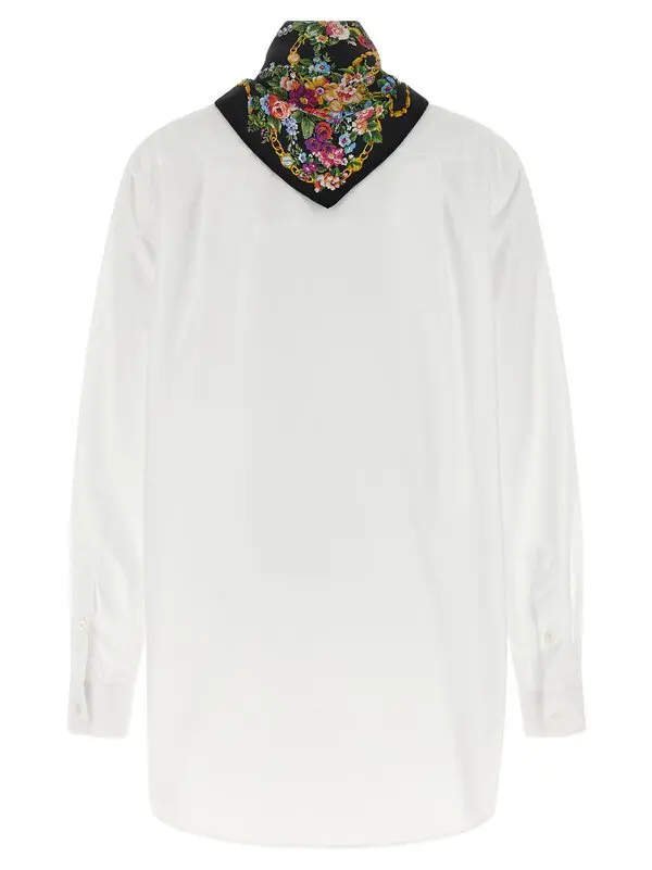 Dolce & Gabbana Cotton Poplin Shirt With Removable Silk Scarf