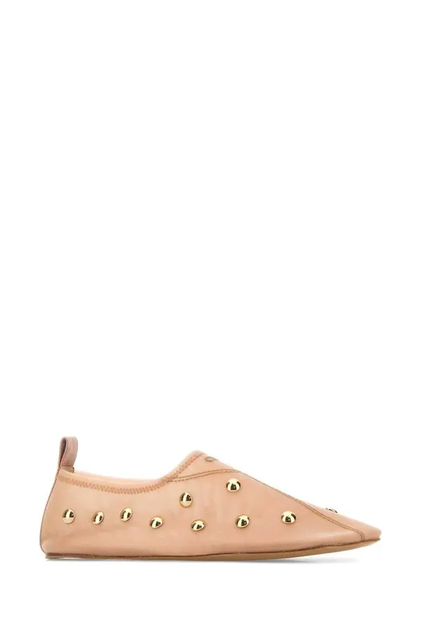 Chloé Mesh Rita Ballerinas With Gold Tone Studs - Pink