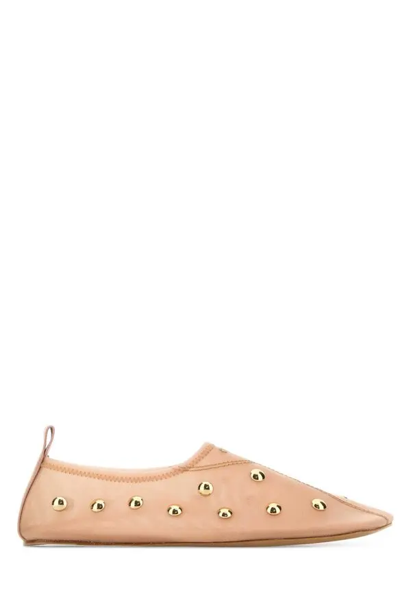 Chloé Mesh Rita Ballerinas With Gold Tone Studs - Pink