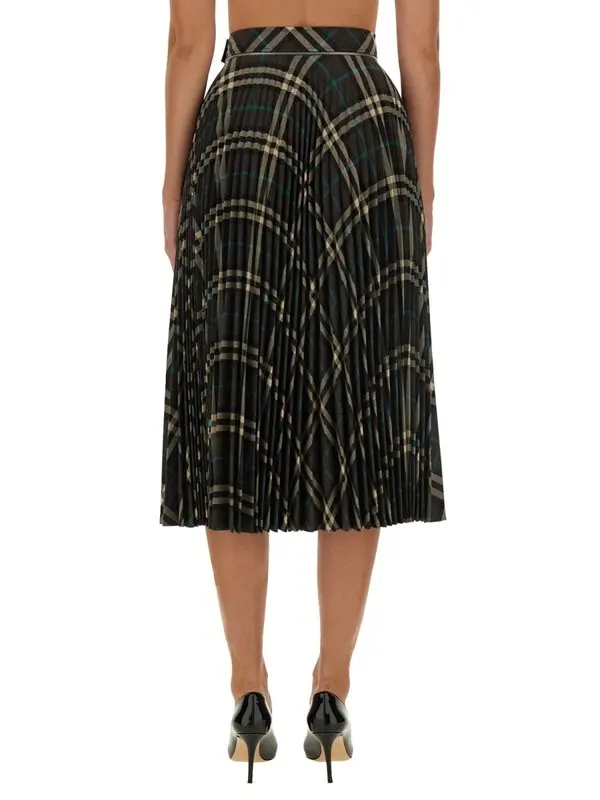 Burberry Pleated Checked Skirt