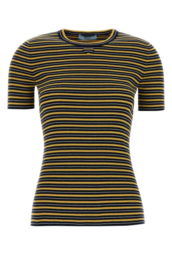 Prada Embroidered Stretch Cotton T-shirt - Multicolor
