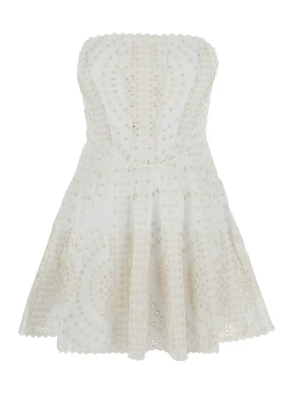 Charo Ruiz Ibiza White Cotton And Linen Blend Dress With Embroidery - Multicolor