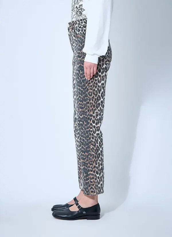 GANNI Betzy Leopard Print High Rise Jeans