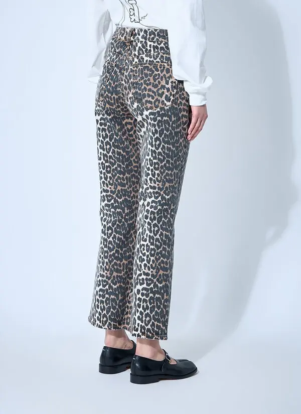 GANNI Betzy Leopard Print High Rise Jeans