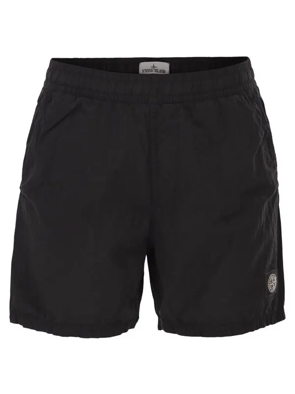 Stone Island Regular Length Swim Shorts With Pockets - Black