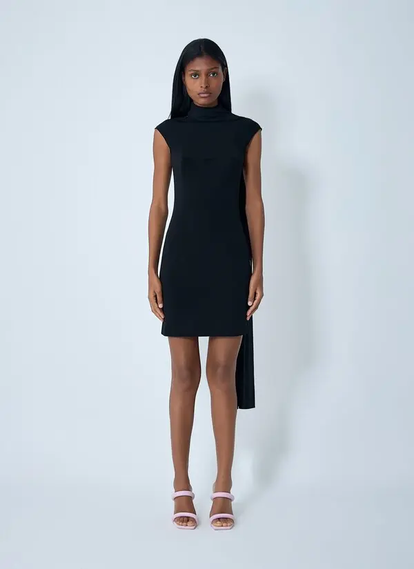 JEAN PAUL GAULTIER Viscose Mini Dress With Draped Paneling - Black