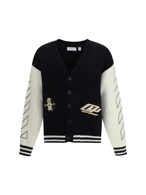 Off-White Star Logo Diagonal Varsity Cardigan - Black