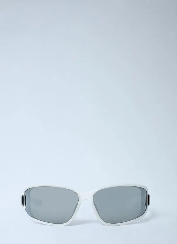 Gucci Oval Sunglasses With Logo Hinges - White