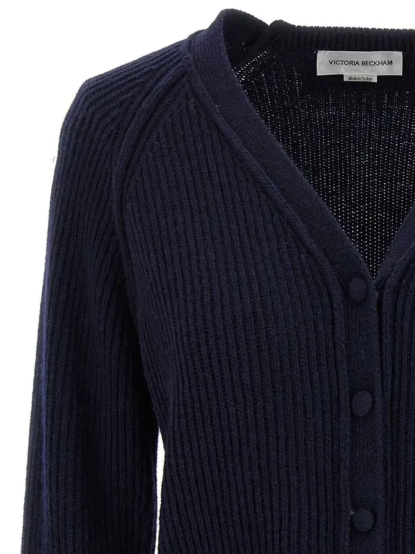 Victoria Beckham Stepped Hem V-neck Cardigan