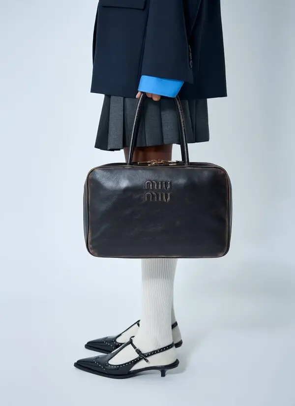 Miu Miu Beau Leather Handbag - Brown