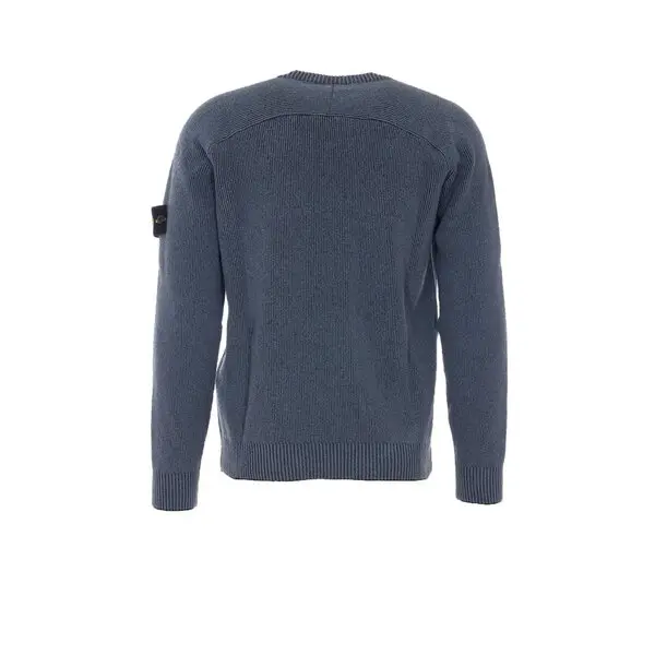 Stone Island Crew Neck Logo Detail Sweater - Gray