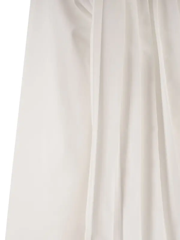 Sportmax Cropped Cotton Canvas Shirt With Pleated Back - White