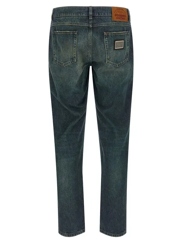 Dolce & Gabbana Straight Leg Logo Tag Jeans