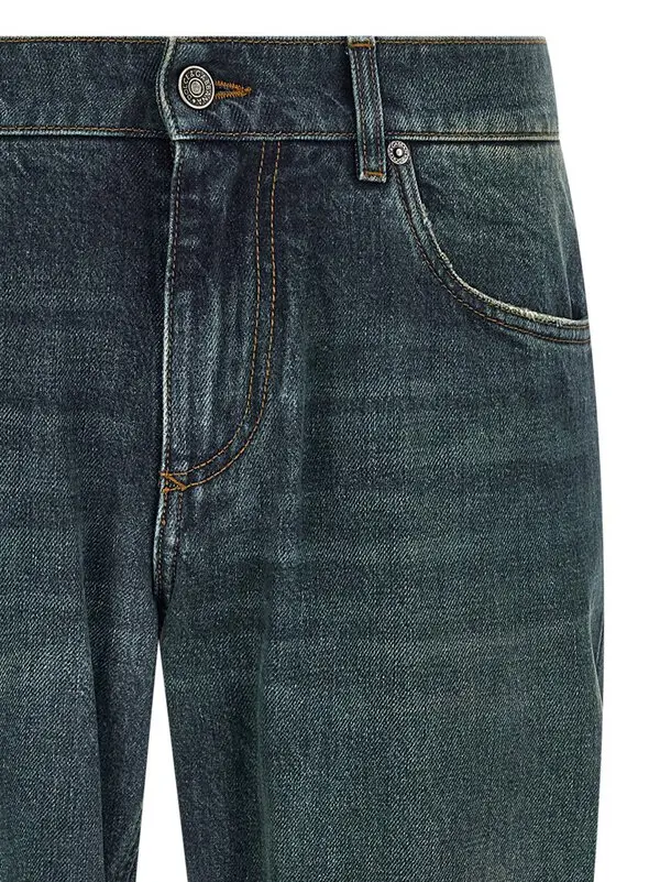 Dolce & Gabbana Straight Leg Logo Tag Jeans