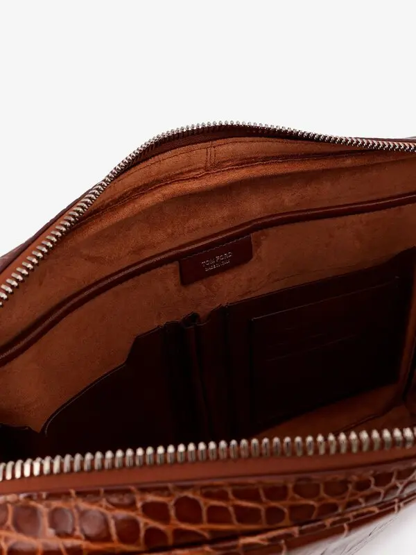 TOM FORD Croc Effect Leather Laptop Pouch - Multicolor