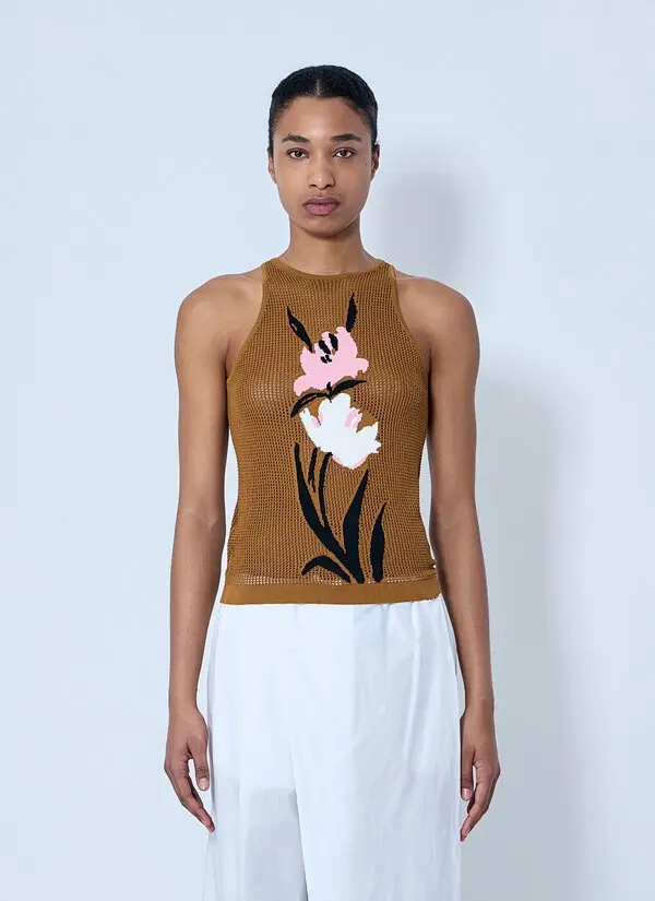 Marni Sleeveless Floral Intarsia Knit Top