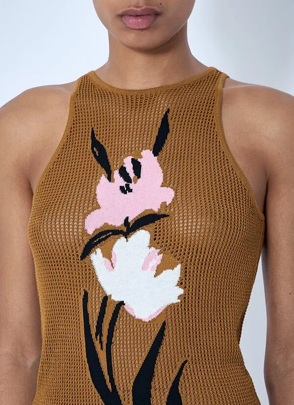 Marni Sleeveless Floral Intarsia Knit Top