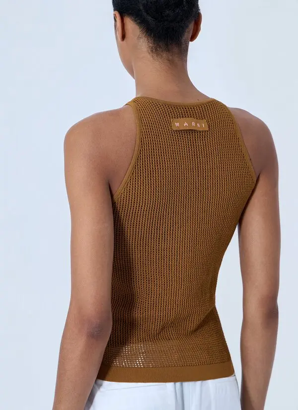 Marni Sleeveless Floral Intarsia Knit Top