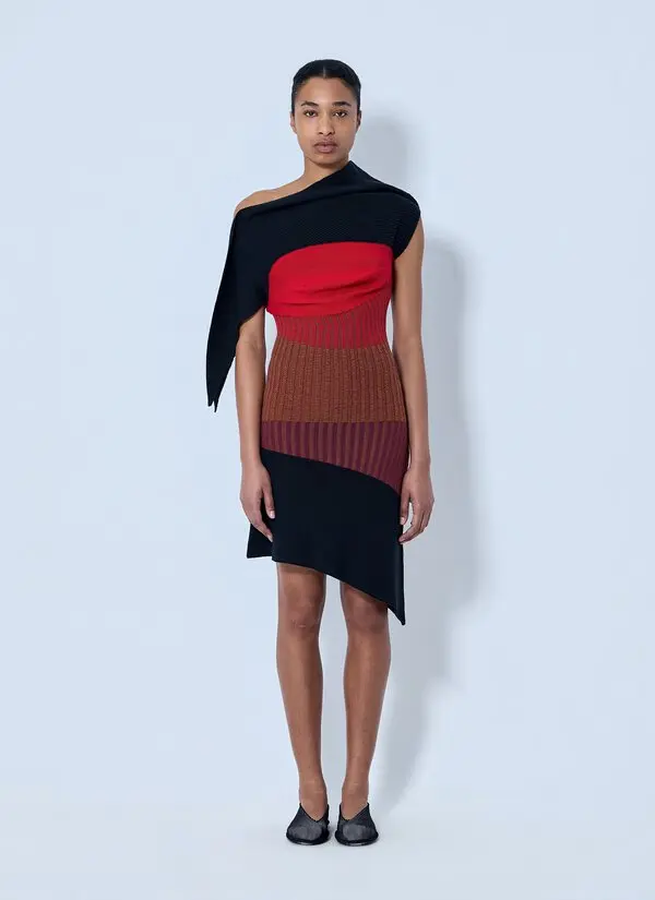 KIKO KOSTADINOV Asymmetric One-shoulder Knit Dress - Red